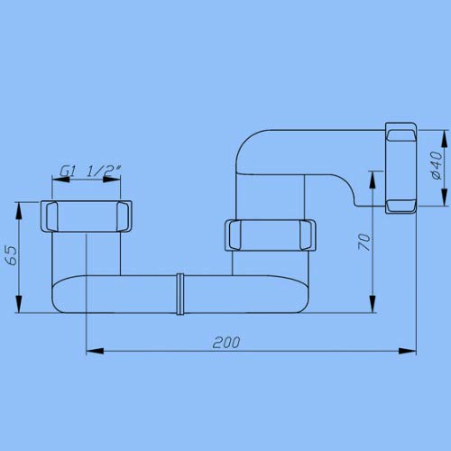 Bath Shower Drain Flat P-Trap 1 1/2" P Trap E000 for Acrylic bathtubs by Aniplast