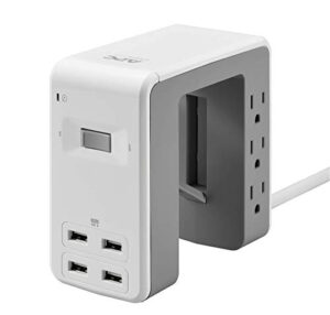 apc desk mount power station pe6u4w, u-shaped surge protector with usb ports (4), desk clamp, 6 outlet, 1080 joules