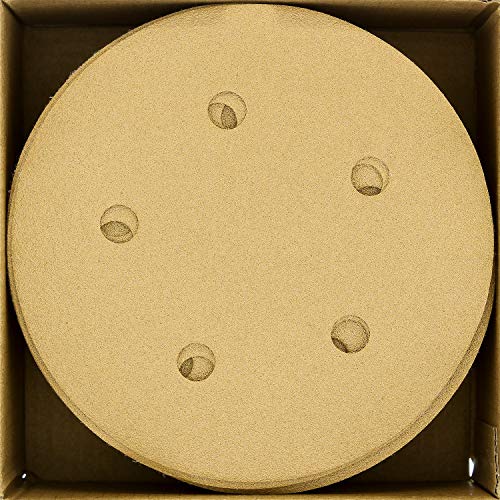 Dura-Gold - Premium - Variety Pack - 5" Gold Sanding Discs - 5-Hole Dustless Hook and Loop for DA Sander - Box of 50 Finishing Sandpaper Discs for Woodworking or Automotive