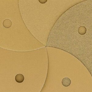 Dura-Gold - Premium - Variety Pack - 5" Gold Sanding Discs - 5-Hole Dustless Hook and Loop for DA Sander - Box of 50 Finishing Sandpaper Discs for Woodworking or Automotive