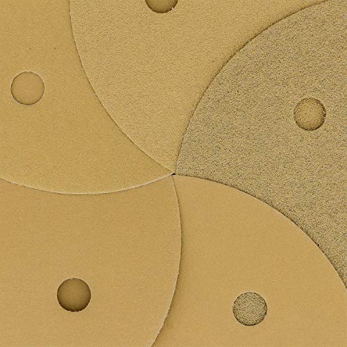 Dura-Gold - Premium - Variety Pack - 5" Gold Sanding Discs - 5-Hole Dustless Hook and Loop for DA Sander - Box of 50 Finishing Sandpaper Discs for Woodworking or Automotive