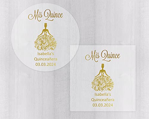 Mis Quince Stickers, Clear Quinceañera Labels, Transparent Labels/Stickers (#027-CF)