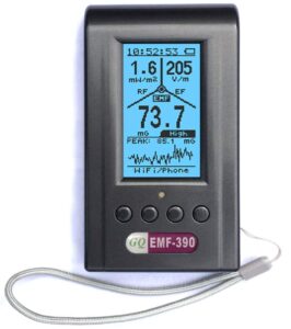 emf meter,advanced gq emf-390 multi-field electromagnetic radiation 3-in-1 emf elf rf meter, 5g cell tower smart meter wifi signal detector rf up to 10ghz with data logger and 2.5ghz spectrum analyzer