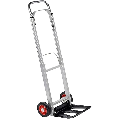 Folding Aluminium Industrial Hand Trolley - with Anti Puncture Tyres and 220LB Load Capacity (White) - 5 Year Warranty - Collapsible Handtruck - Portable G-Rack Folding Dolly-Folding Hand Truck