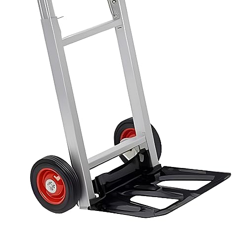 Folding Aluminium Industrial Hand Trolley - with Anti Puncture Tyres and 220LB Load Capacity (White) - 5 Year Warranty - Collapsible Handtruck - Portable G-Rack Folding Dolly-Folding Hand Truck