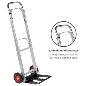 Folding Aluminium Industrial Hand Trolley - with Anti Puncture Tyres and 220LB Load Capacity (White) - 5 Year Warranty - Collapsible Handtruck - Portable G-Rack Folding Dolly-Folding Hand Truck