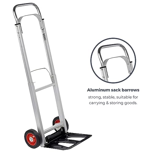 Folding Aluminium Industrial Hand Trolley - with Anti Puncture Tyres and 220LB Load Capacity (White) - 5 Year Warranty - Collapsible Handtruck - Portable G-Rack Folding Dolly-Folding Hand Truck