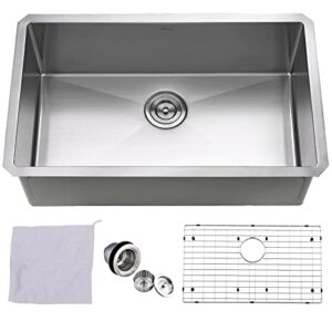 appaso 32-inch single bowl kitchen sink undermount, 16-gauge stainless steel 10-inch deep commercial handmade large drop-in kitchen sink, undermount kitchen sink 32 inch, hs3219