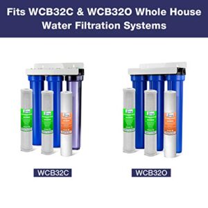 iSpring Whole House Water Filter Replacement Sediment Two Carbon Block Cartridges Fits WCB32C & WCB32O