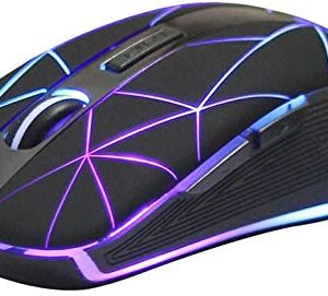 Rii RM200 2.4G Wireless Mouse with USB Nano Receiver, 5 Buttons Rechargeable RGB,3 Adjustable DPI Levels,Colorful Gaming Mouse for Notebook,PC,Computer-Black