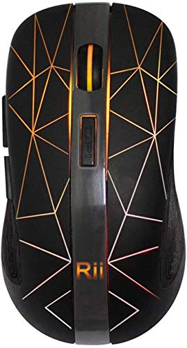 Rii RM200 2.4G Wireless Mouse with USB Nano Receiver, 5 Buttons Rechargeable RGB,3 Adjustable DPI Levels,Colorful Gaming Mouse for Notebook,PC,Computer-Black