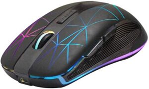 Rii RM200 2.4G Wireless Mouse with USB Nano Receiver, 5 Buttons Rechargeable RGB,3 Adjustable DPI Levels,Colorful Gaming Mouse for Notebook,PC,Computer-Black