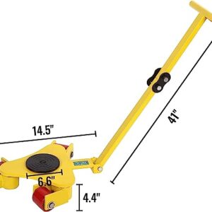 OrangeA Industrial 6600Lbs Capacity Skates 3 Swivel Rollers 360 Degree Rotation Machinery Mover Dolly for Transporting (3 T)