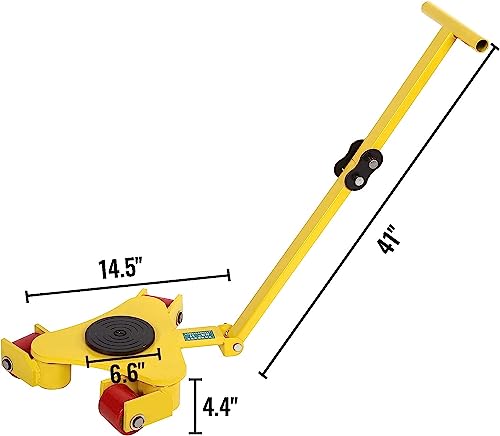 OrangeA Industrial 6600Lbs Capacity Skates 3 Swivel Rollers 360 Degree Rotation Machinery Mover Dolly for Transporting (3 T)