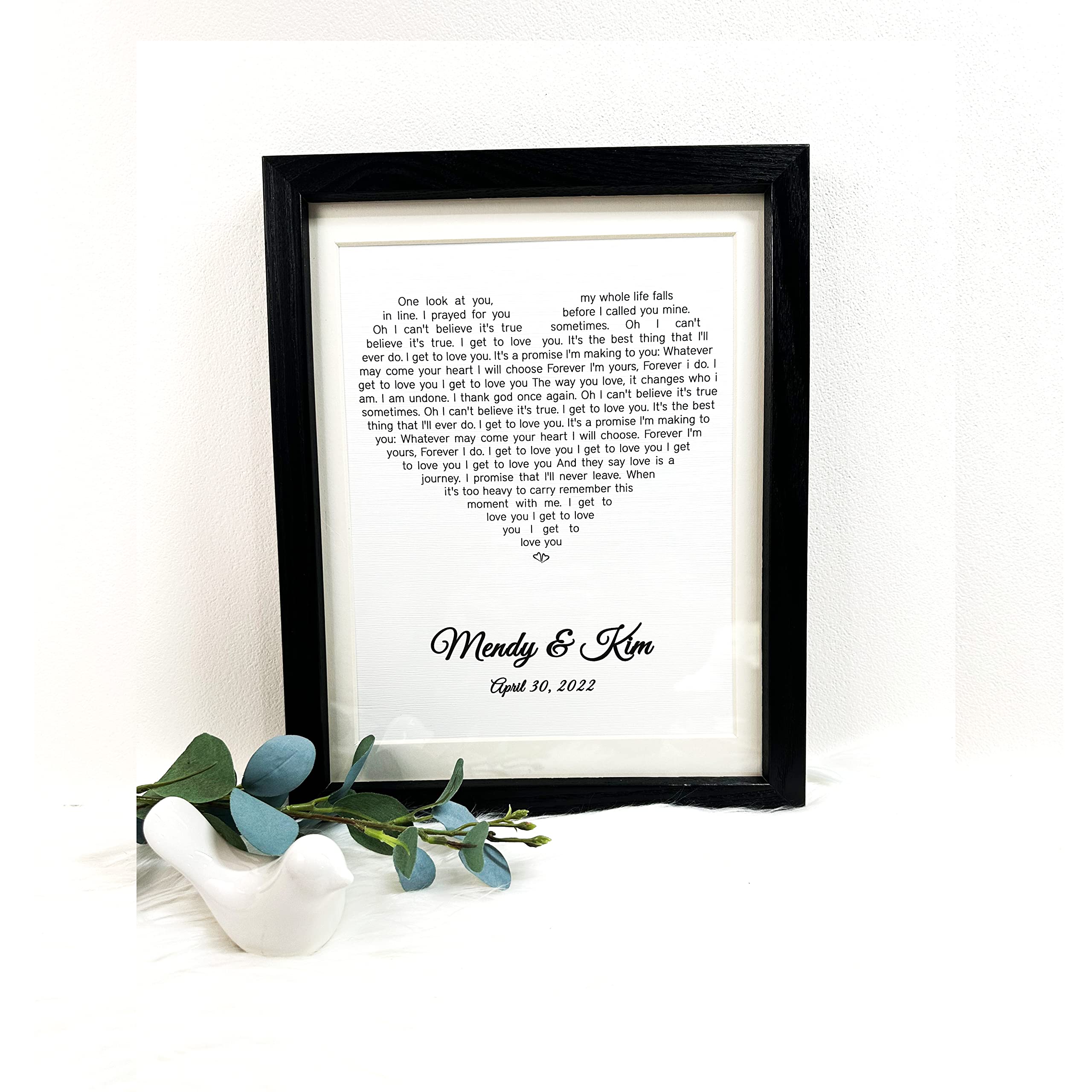 Personalized 1st Anniversary Gift For Him Or Her First Year Wedding Paper Anniversary Lyrics First Dance Song, Your Own Words, Present Wife Unique