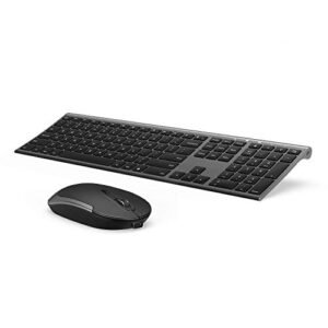 wireless keyboard and mouse, vssoplor 2.4ghz rechargeable compact quiet full-size keyboard and mouse combo with nano usb receiver for windows, laptop, pc, notebook-dark gray