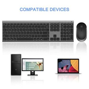 Wireless Keyboard and Mouse, Vssoplor 2.4GHz Rechargeable Compact Quiet Full-Size Keyboard and Mouse Combo with Nano USB Receiver for Windows, Laptop, PC, Notebook-Dark Gray