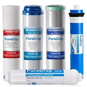 puredrop pdr-f5-50 replacement water filter pack, white