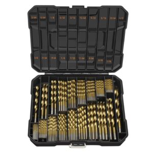 enertwist titanium drill bit kit set for metal and wood 230-piece - coated hss conventional 118 deg tip from 3/64inch up to 1/2 inch, et-dba-230a