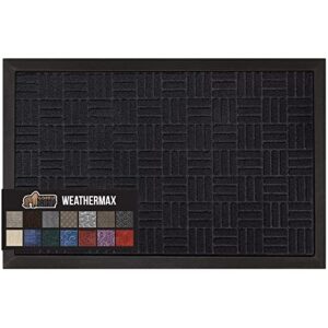 gorilla grip 100% waterproof all-season weathermax doormat, 47x35, durable natural rubber, stain and fade resistant, low profile, indoor outdoor door mats, easy clean patio entrance mat, midnight maze