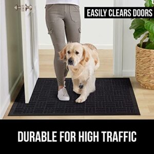 Gorilla Grip 100% Waterproof All-Season WeatherMax Doormat, 47x35, Durable Natural Rubber, Stain and Fade Resistant, Low Profile, Indoor Outdoor Door Mats, Easy Clean Patio Entrance Mat, Midnight Maze