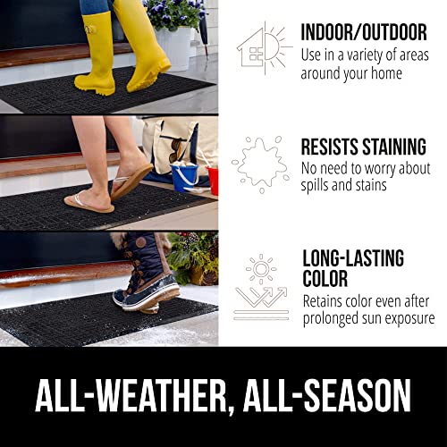 Gorilla Grip 100% Waterproof All-Season WeatherMax Doormat, 47x35, Durable Natural Rubber, Stain and Fade Resistant, Low Profile, Indoor Outdoor Door Mats, Easy Clean Patio Entrance Mat, Midnight Maze