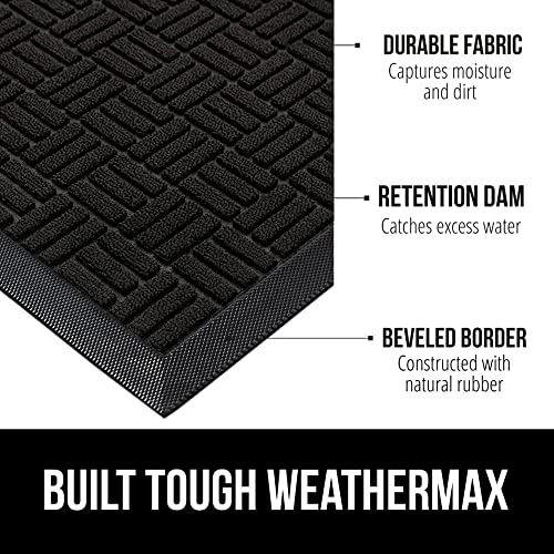 Gorilla Grip 100% Waterproof All-Season WeatherMax Doormat, 47x35, Durable Natural Rubber, Stain and Fade Resistant, Low Profile, Indoor Outdoor Door Mats, Easy Clean Patio Entrance Mat, Midnight Maze