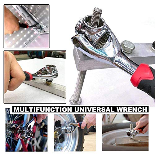 iPstyle Universal Wrench 48 in 1 Socket Wrench Multifunction Wrench Tool with 360 Degree Rotating Head, Spanner Tool for Home and Car Repair