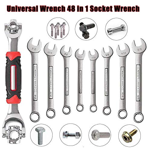 iPstyle Universal Wrench 48 in 1 Socket Wrench Multifunction Wrench Tool with 360 Degree Rotating Head, Spanner Tool for Home and Car Repair