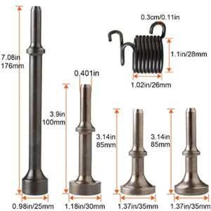 STARVAST 5 Pcs Air Hammer Bits Accessories 0.401 Shank Pneumatic Chisel Air Hammer Smoothing Extended Length Tool Kit With Spring