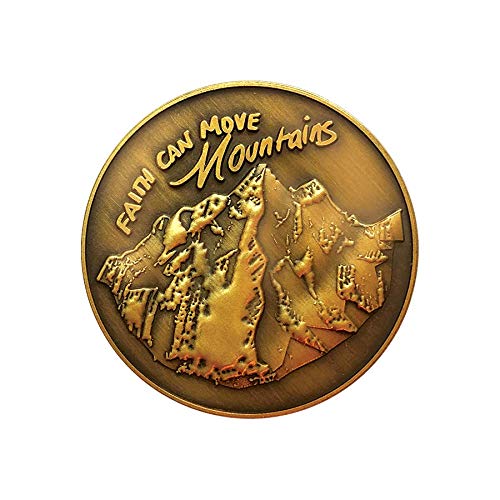 Faith Can Move Mountains Challenge Coin, Antique Gold-Color Plated, Ask and It Shall Be Given to You Coin