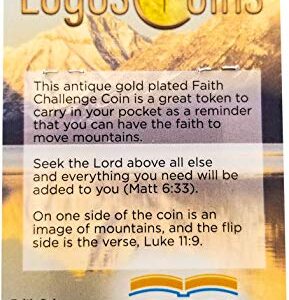 Faith Can Move Mountains Challenge Coin, Antique Gold-Color Plated, Ask and It Shall Be Given to You Coin