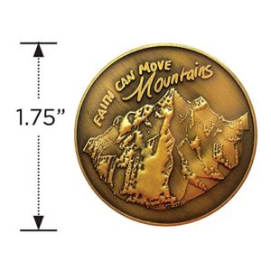 Faith Can Move Mountains Challenge Coin, Antique Gold-Color Plated, Ask and It Shall Be Given to You Coin