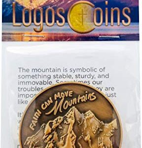 Faith Can Move Mountains Challenge Coin, Antique Gold-Color Plated, Ask and It Shall Be Given to You Coin