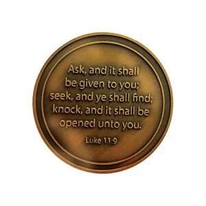 Faith Can Move Mountains Challenge Coin, Antique Gold-Color Plated, Ask and It Shall Be Given to You Coin