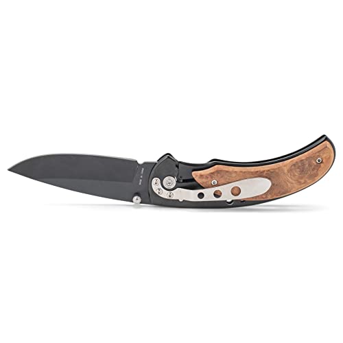 P. Graham Dunn Number One Grandpa Brushed Black 5 x 2 Stainless Steel and Wood Pocket Knife