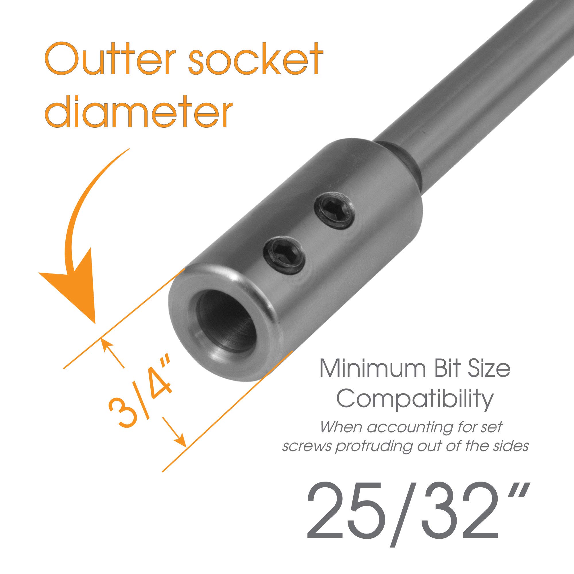 10” Long Forstner Bit Extension for Adding Over 8" of Drilling Depth to Your Forstner Bit. for Wood Turners, Furniture, Carpentry and Construction Use (10" x 3/8" Extension for 3/8" Forstner Bits)