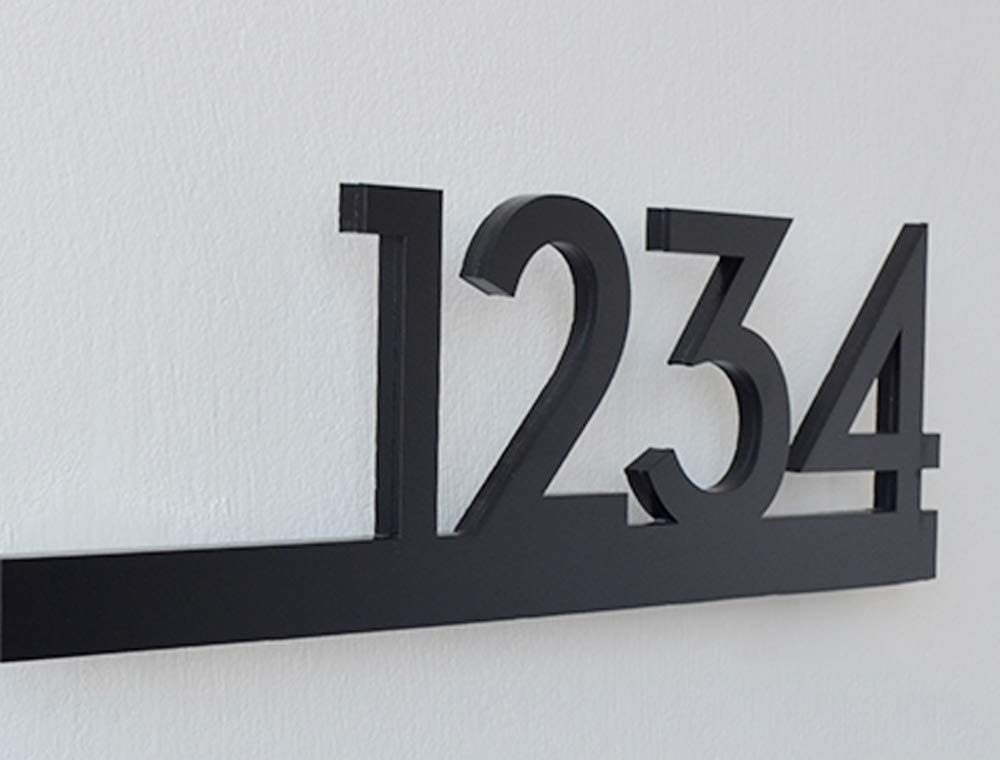 Modern House Numbers - Black with Black Acrylic - Contemporary Home Address - Underline Sign Plaque - Door Number - Apartment - Hotel Room