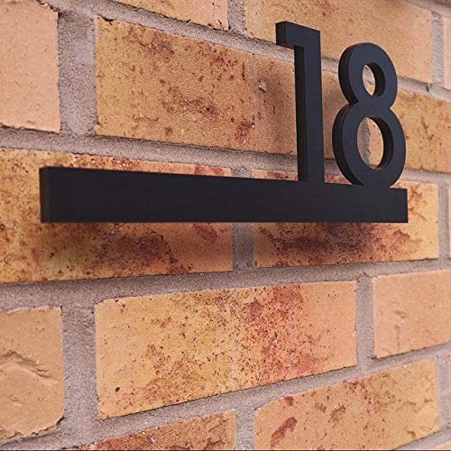 Modern House Numbers - Black with Black Acrylic - Contemporary Home Address - Underline Sign Plaque - Door Number - Apartment - Hotel Room