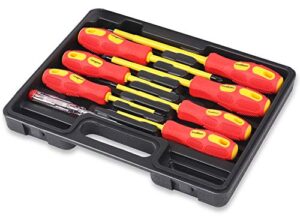 horusdy 8-piece 1000v insulated screwdriver set, magnetic tip electrician screwdriver set