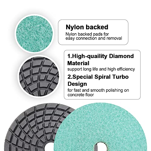 SHDIATOOL 4" Diamond Polishing Pads for Concrete Wet Polish Grit 50(12-Pack)