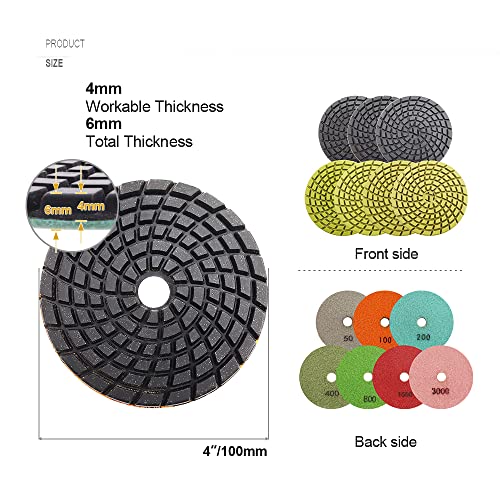 SHDIATOOL 4" Diamond Polishing Pads for Concrete Wet Polish Grit 50(12-Pack)