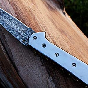 BLACK MAMBA KNIVES Damascus Pocket Knife with Clip, Folding Knife, Damascus Steel Folding Pocket Knife Folding Hunting Knife