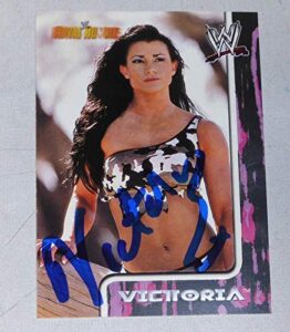 victoria signed 2002 fleer wwe royal rumble rookie card #61 rc autograph - baseball slabbed autographed cards