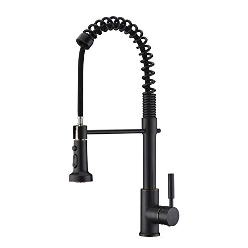 GICASA Kitchen Faucet, Oil Rubbed Bronze Faucet, Industrial Farmhouse Spring Kitchen Faucet Pull Down Kitchen Sink Faucet with Pull Out Sprayer