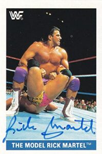 rick martel signed 1991 euroflash wwf superstars stickers card #71 wwe the model - autographed wrestling cards