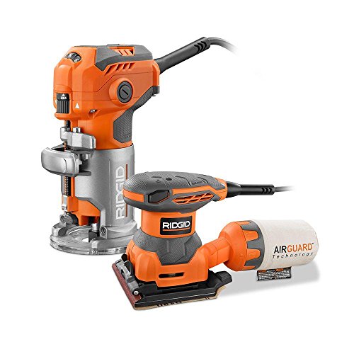 Ridgid 5.5 Amp Corded Compact Power Trim Router With Micro Adjust Dial R24012+ Sander