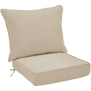 amazon basics deep seat patio seat and back cushion set - khaki