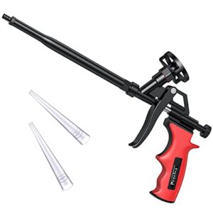 foam gun, preciva professional foaming gun heavy duty pu expanding foam gun spray application applicator caulking gun (red)