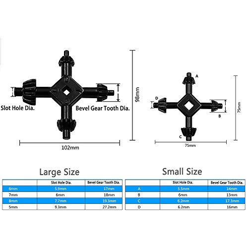 Yakamoz Set of 2pcs Universal 4 Way Chuck Key 4 in 1 Drill Chuck Wrench